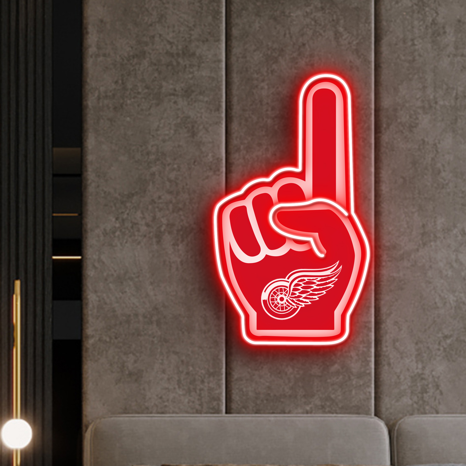 Detroit Red Wings Foam Finger Acrylic Artwork LED Neon Sign NHL Home ...