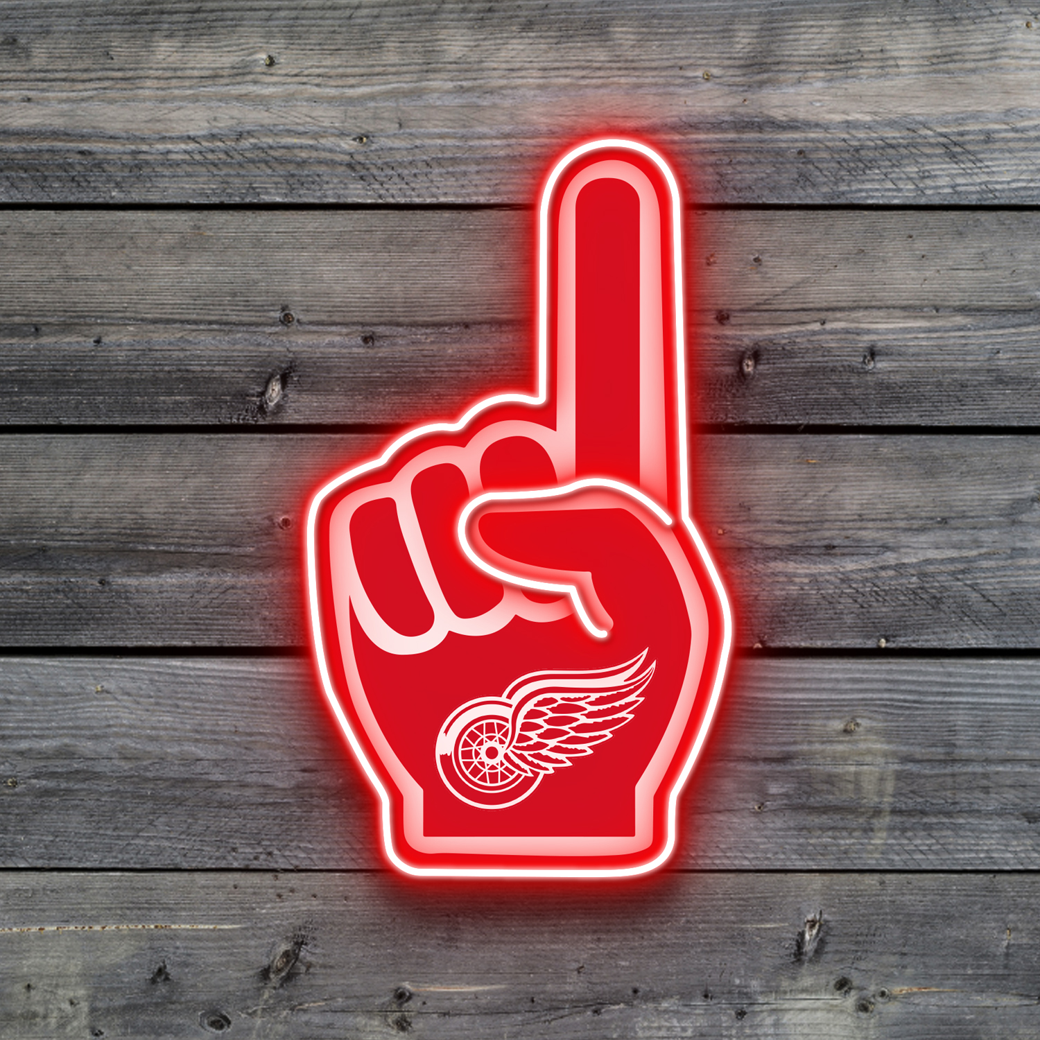 Detroit Red Wings Foam Finger Acrylic Artwork LED Neon Sign NHL Home ...