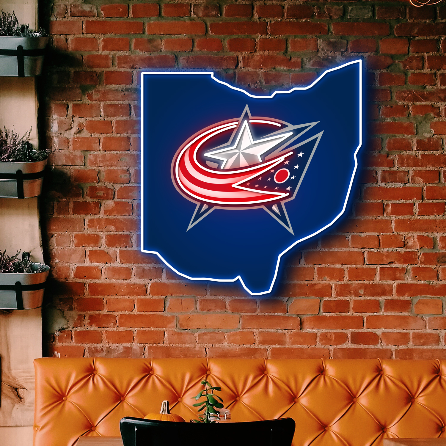 Columbus Blue Jackets Ohio State Map Acrylic Artwork LED Neon Sign NHL ...