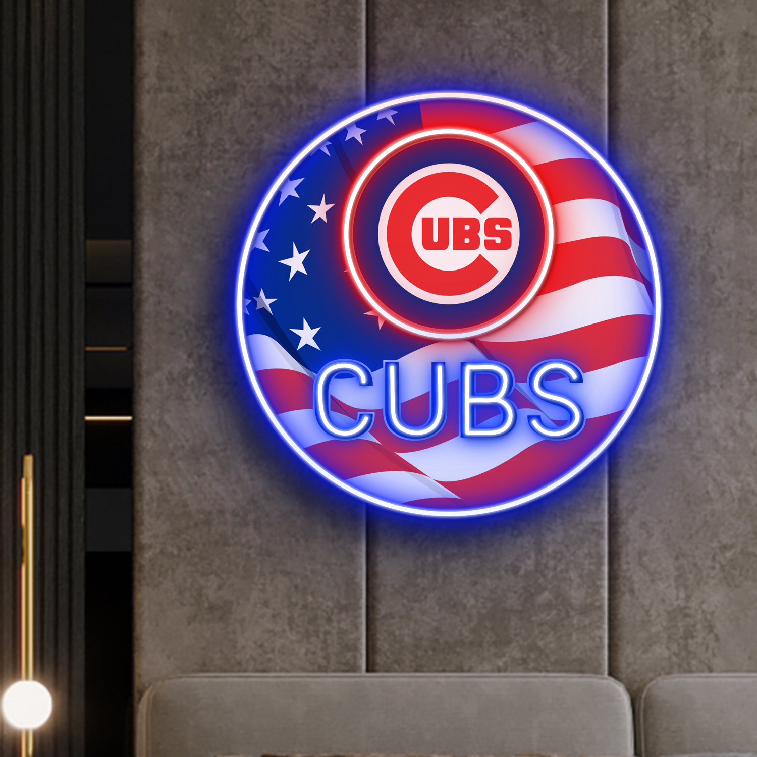 US Flag Chicago Cubs MLB Acrylic LED Neon Sign American Baseball Home ...