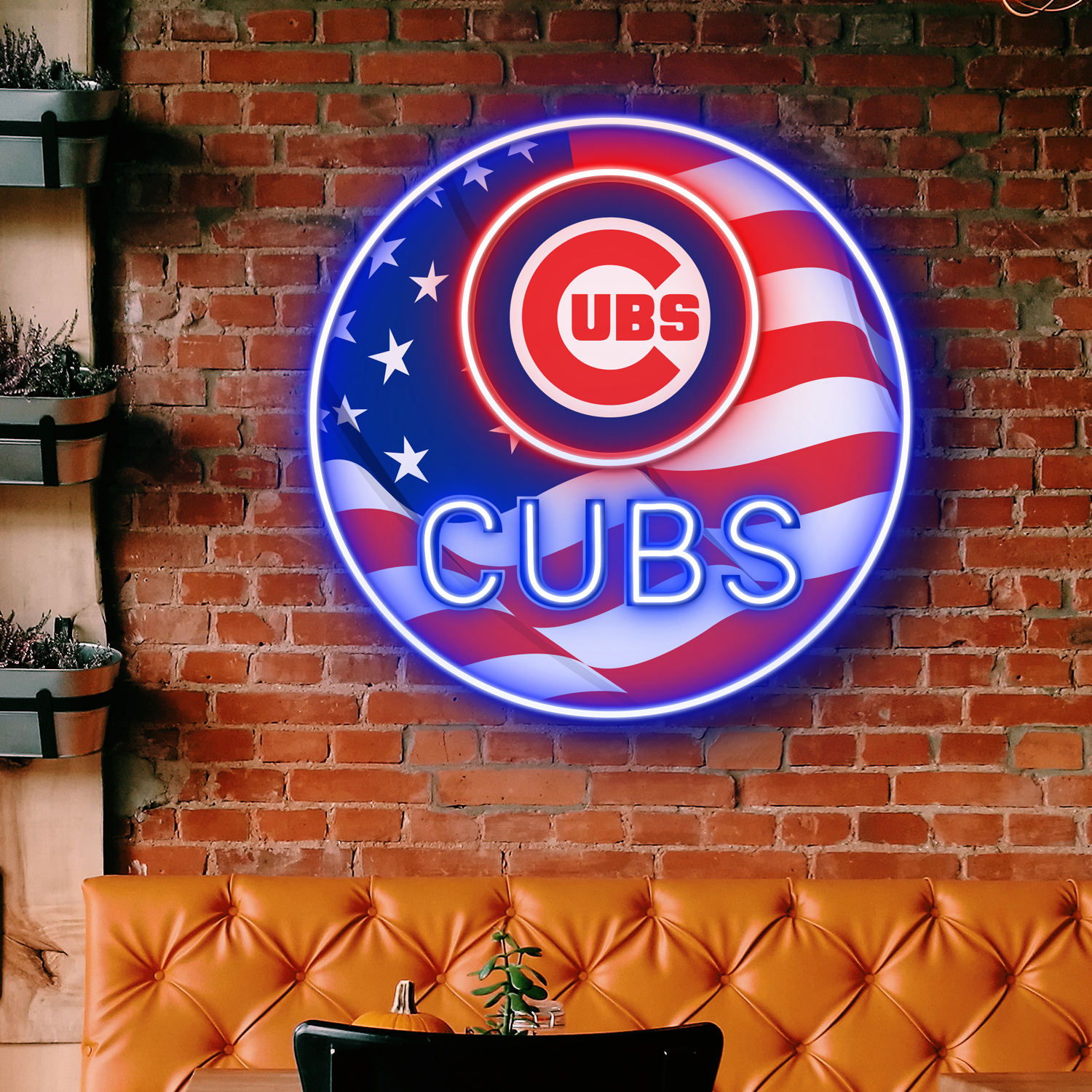US Flag Chicago Cubs MLB Acrylic LED Neon Sign American Baseball Home ...