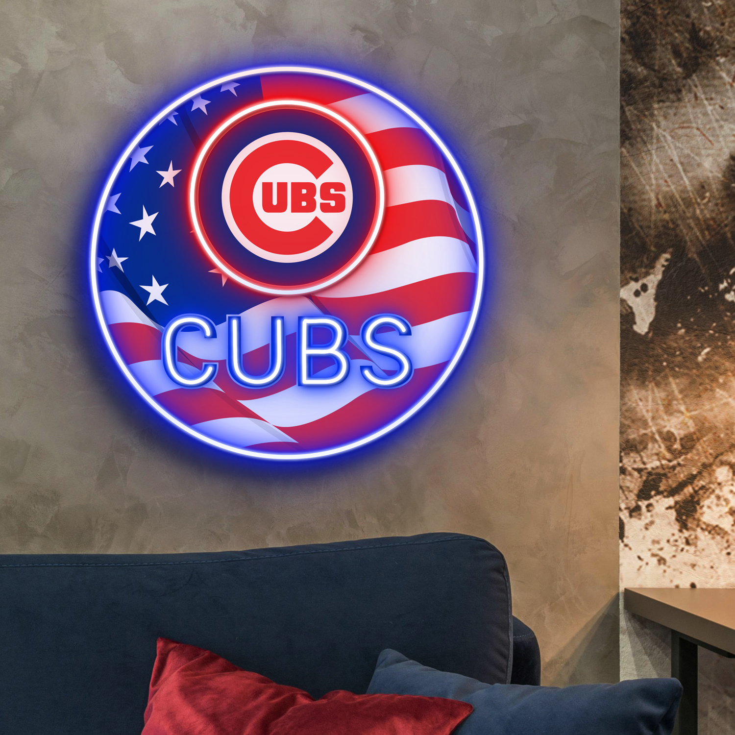US Flag Chicago Cubs MLB Acrylic LED Neon Sign American Baseball Home ...