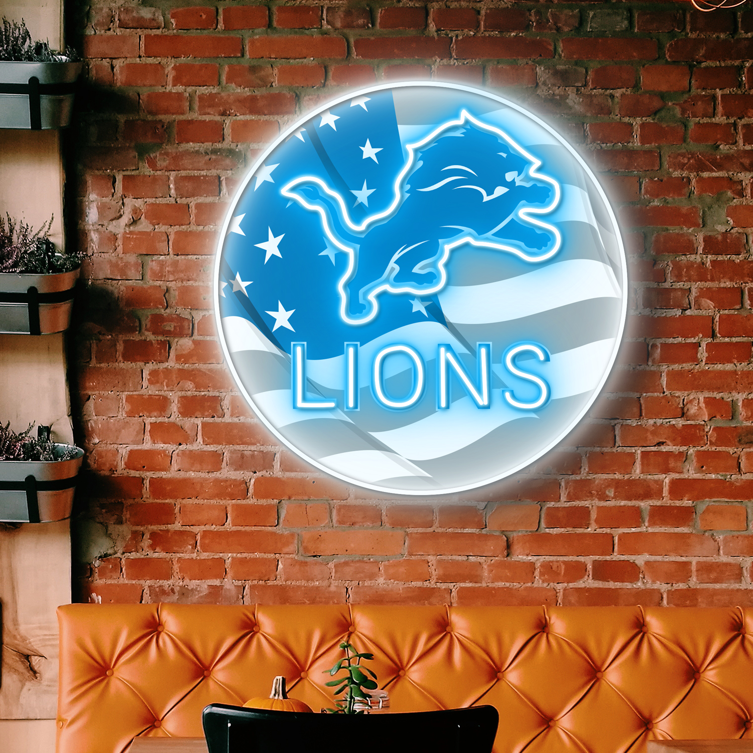 US Flag Detroit Lions NFL Acrylic LED Neon Sign American Football Home ...