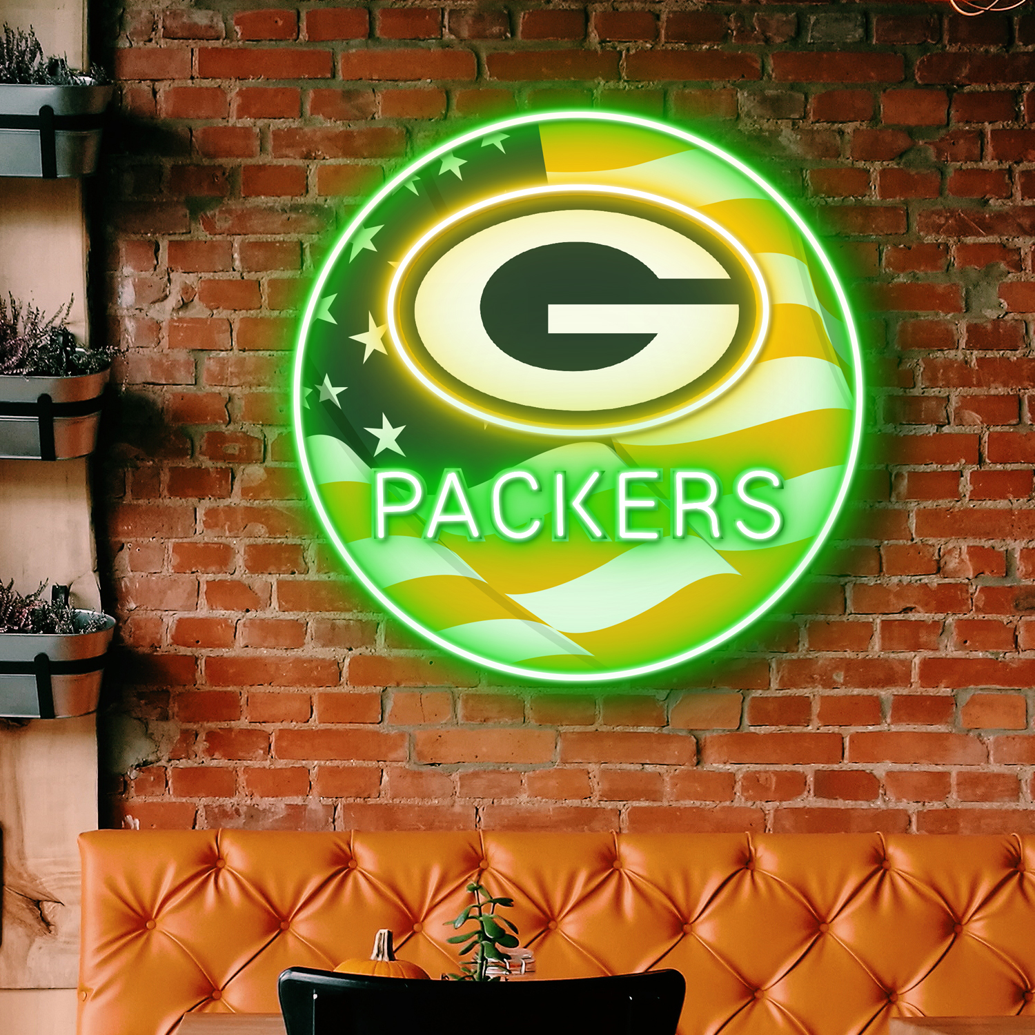 US Flag Green Bay Packers NFL Acrylic LED Neon Sign American Football ...