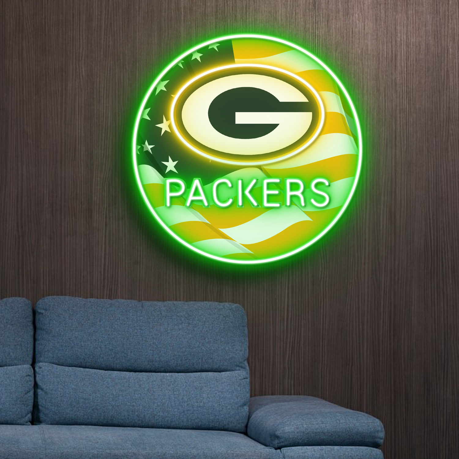 US Flag Green Bay Packers NFL Acrylic LED Neon Sign American Football ...