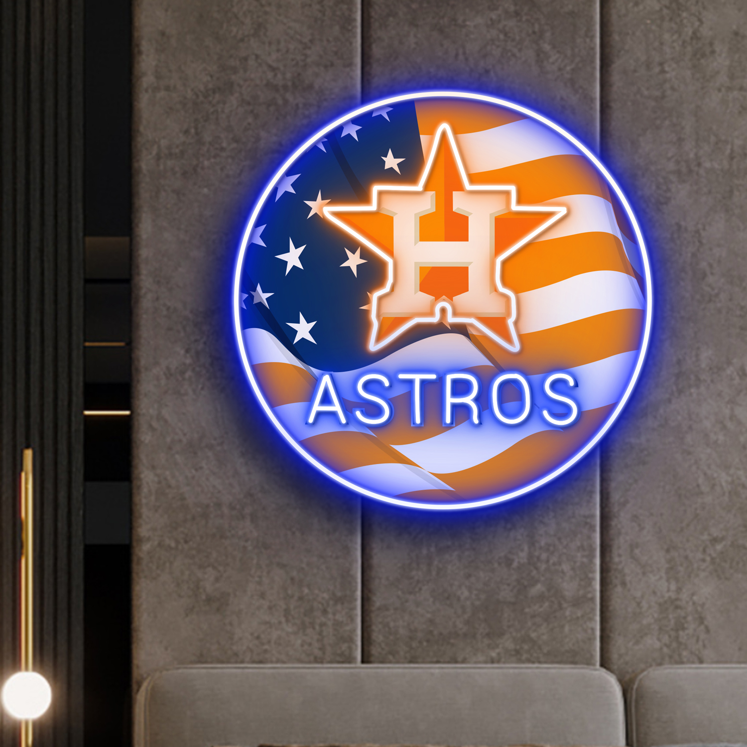 US Flag Houston Astros MLB Acrylic LED Neon Sign American Baseball Home ...