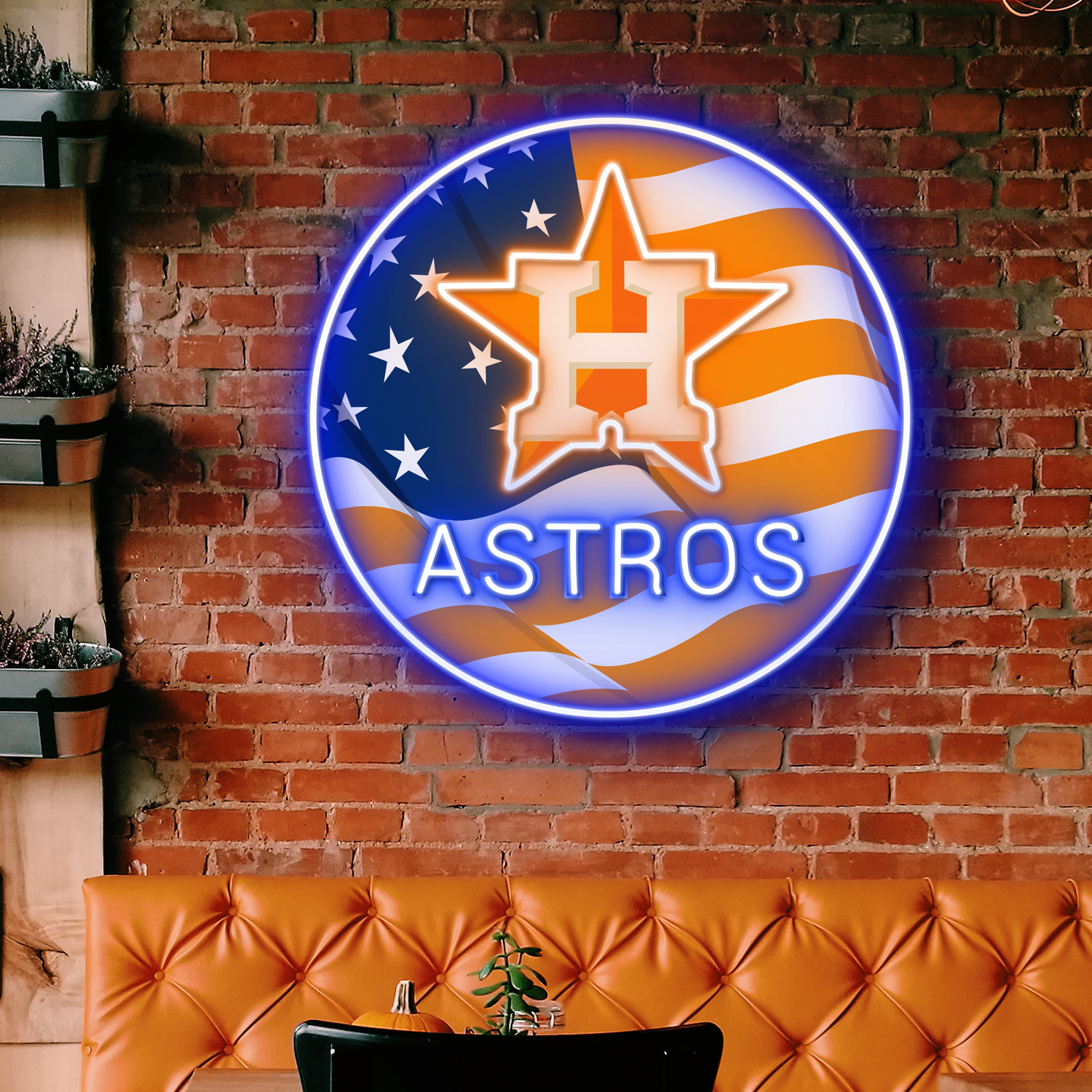 US Flag Houston Astros MLB Acrylic LED Neon Sign American Baseball Home ...