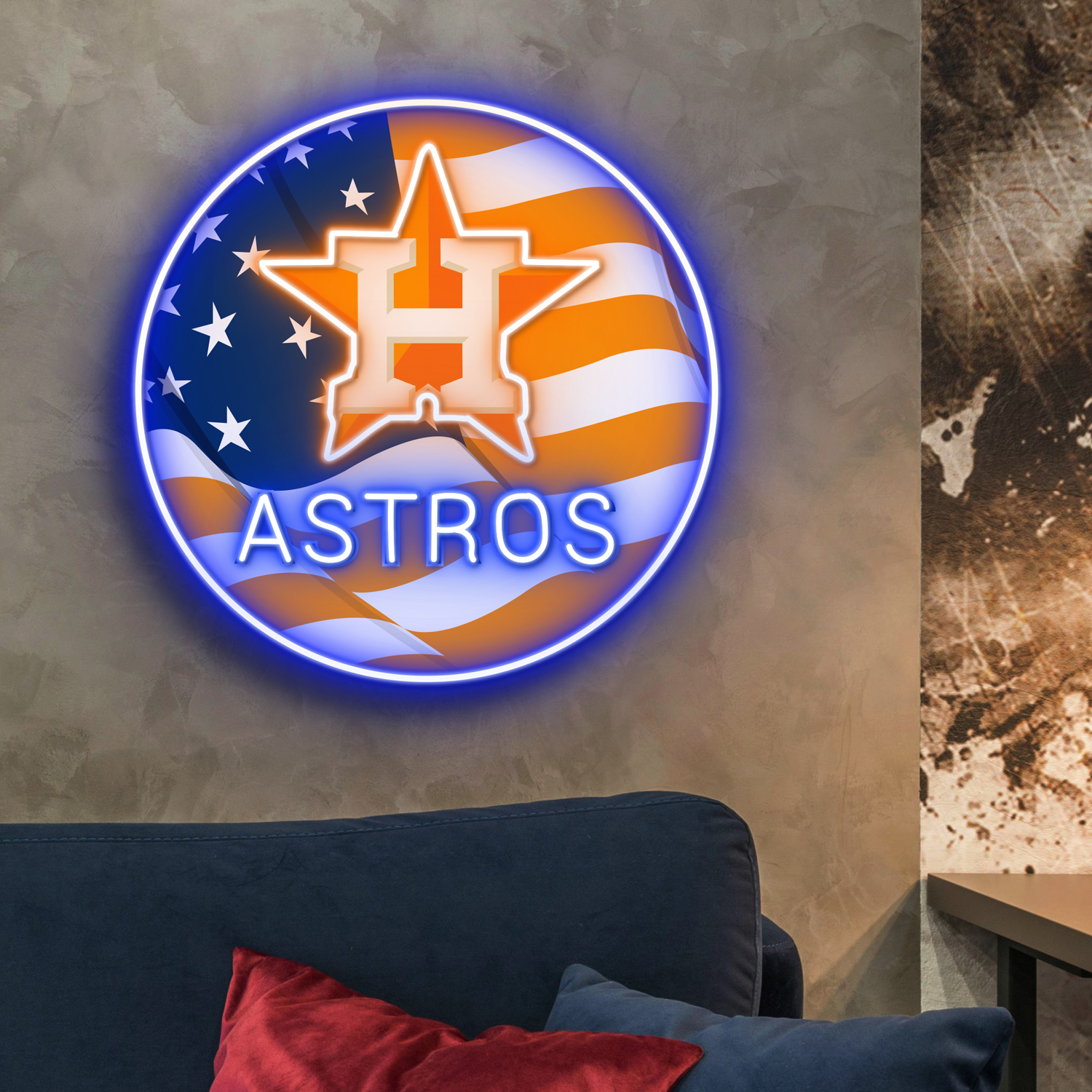US Flag Houston Astros MLB Acrylic LED Neon Sign American Baseball Home ...