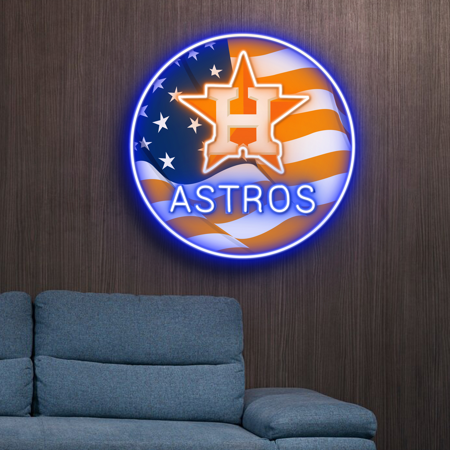 US Flag Houston Astros MLB Acrylic LED Neon Sign American Baseball Home ...