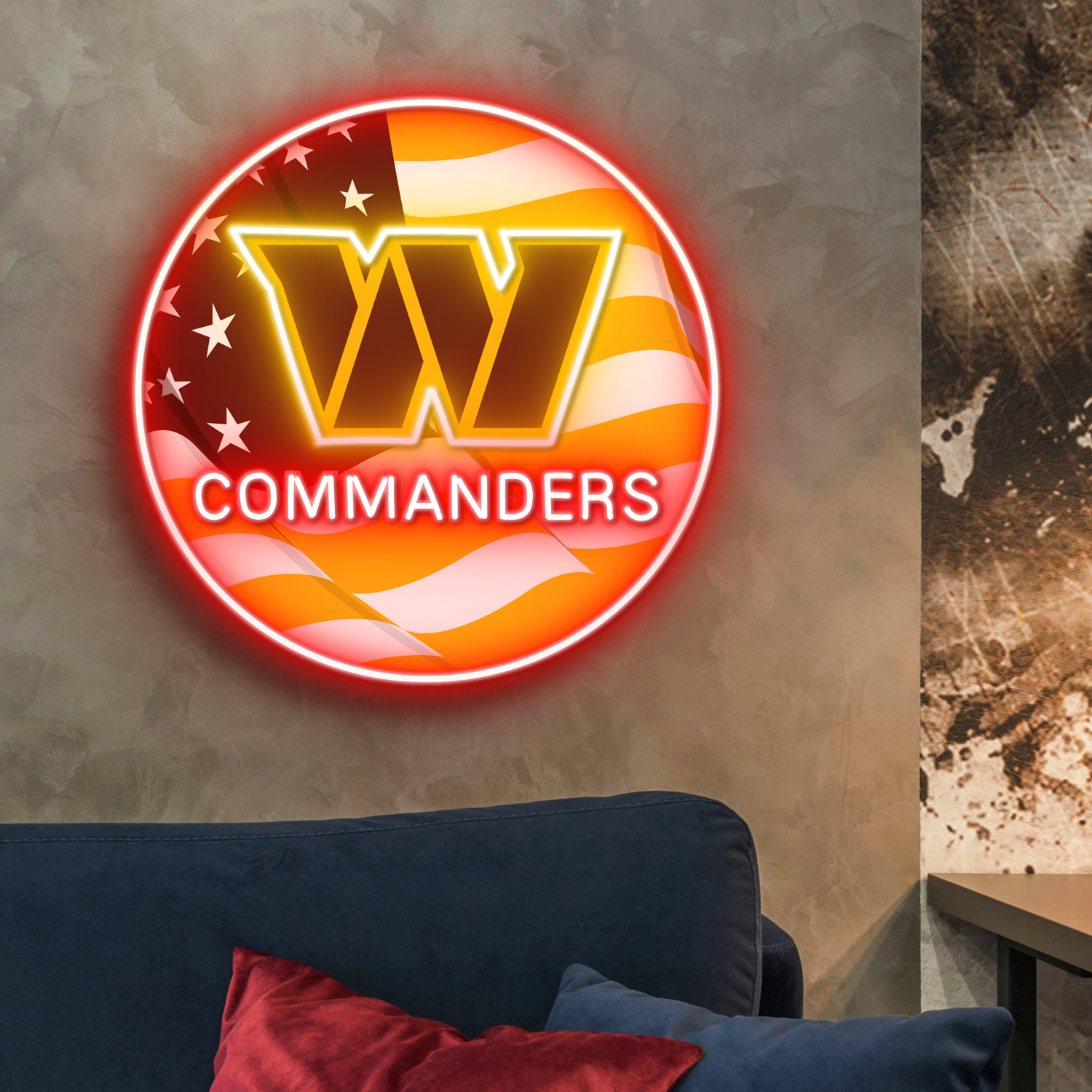 US Flag Washington Commanders NFL Acrylic LED Neon Sign American ...