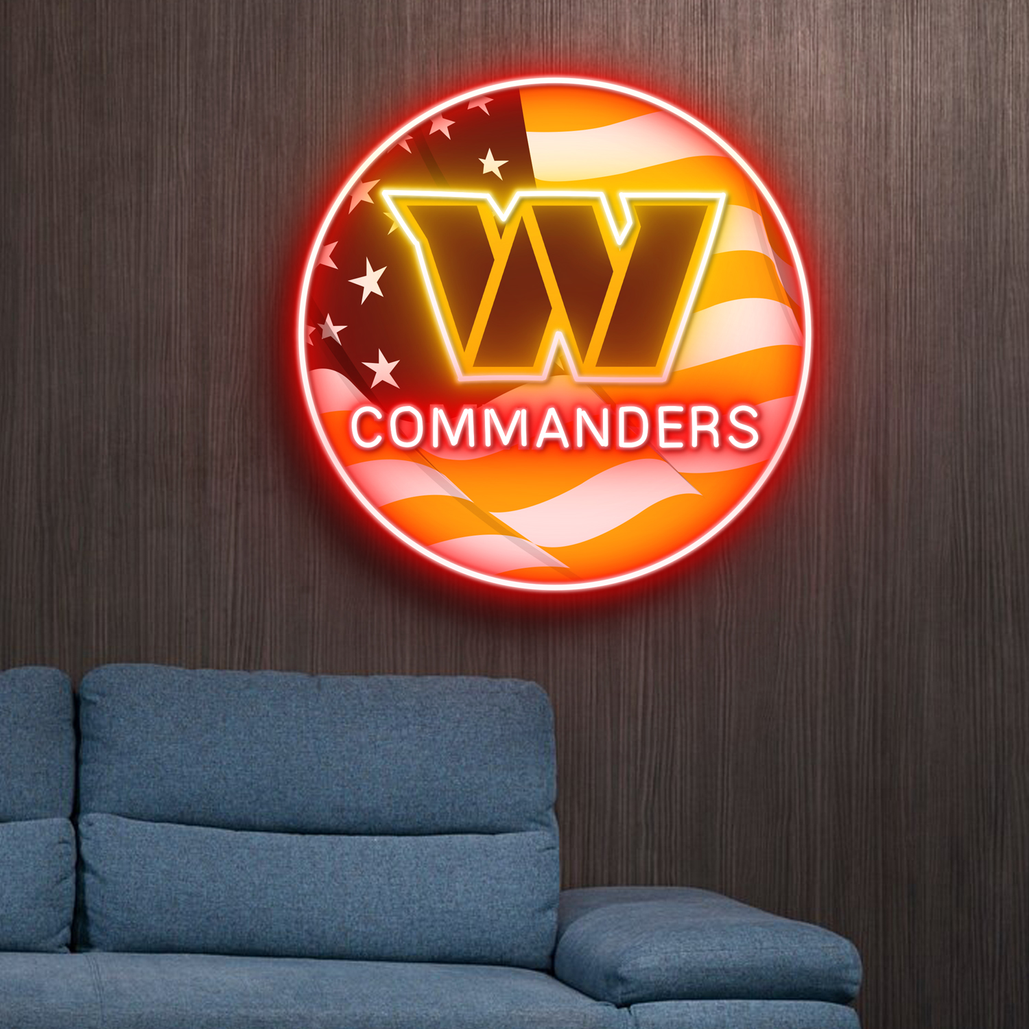 US Flag Washington Commanders NFL Acrylic LED Neon Sign American ...