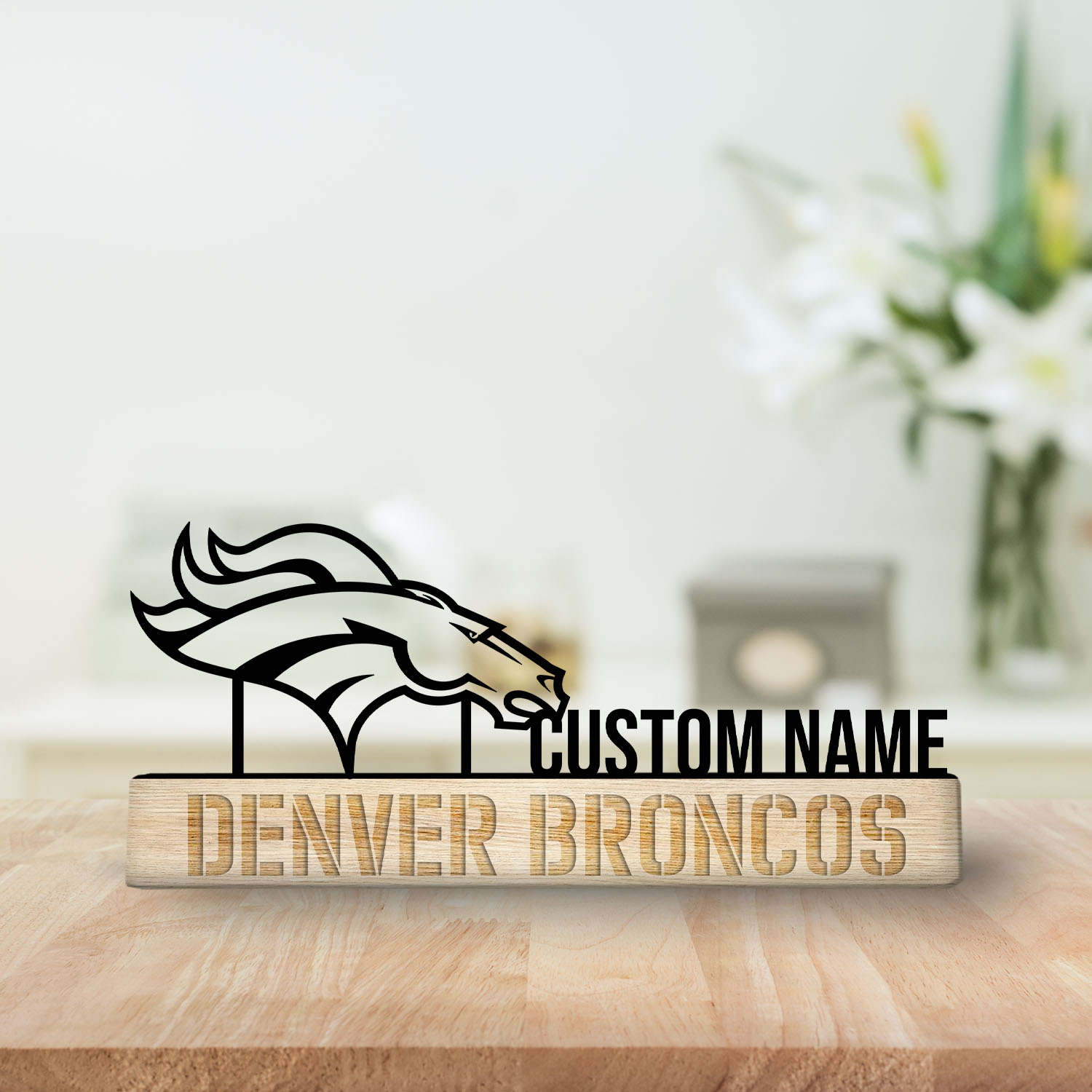 Custom NFL Denver Broncos Wooden Nameplate - LYNSERIES.COM