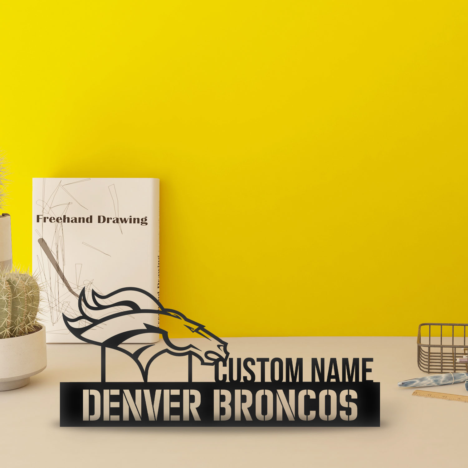 Custom NFL Denver Broncos Wooden Nameplate - LYNSERIES.COM