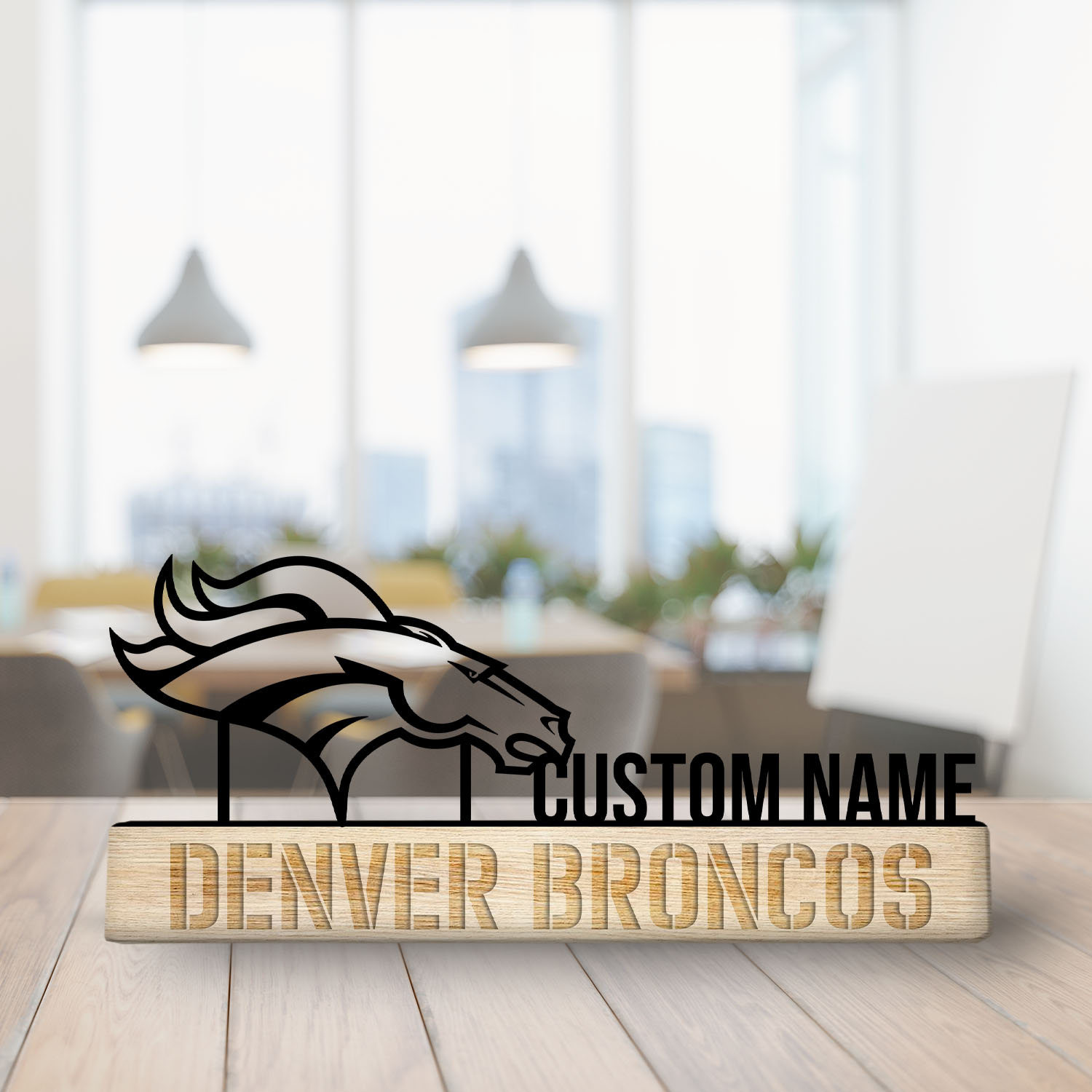 Custom NFL Denver Broncos Wooden Nameplate - LYNSERIES.COM