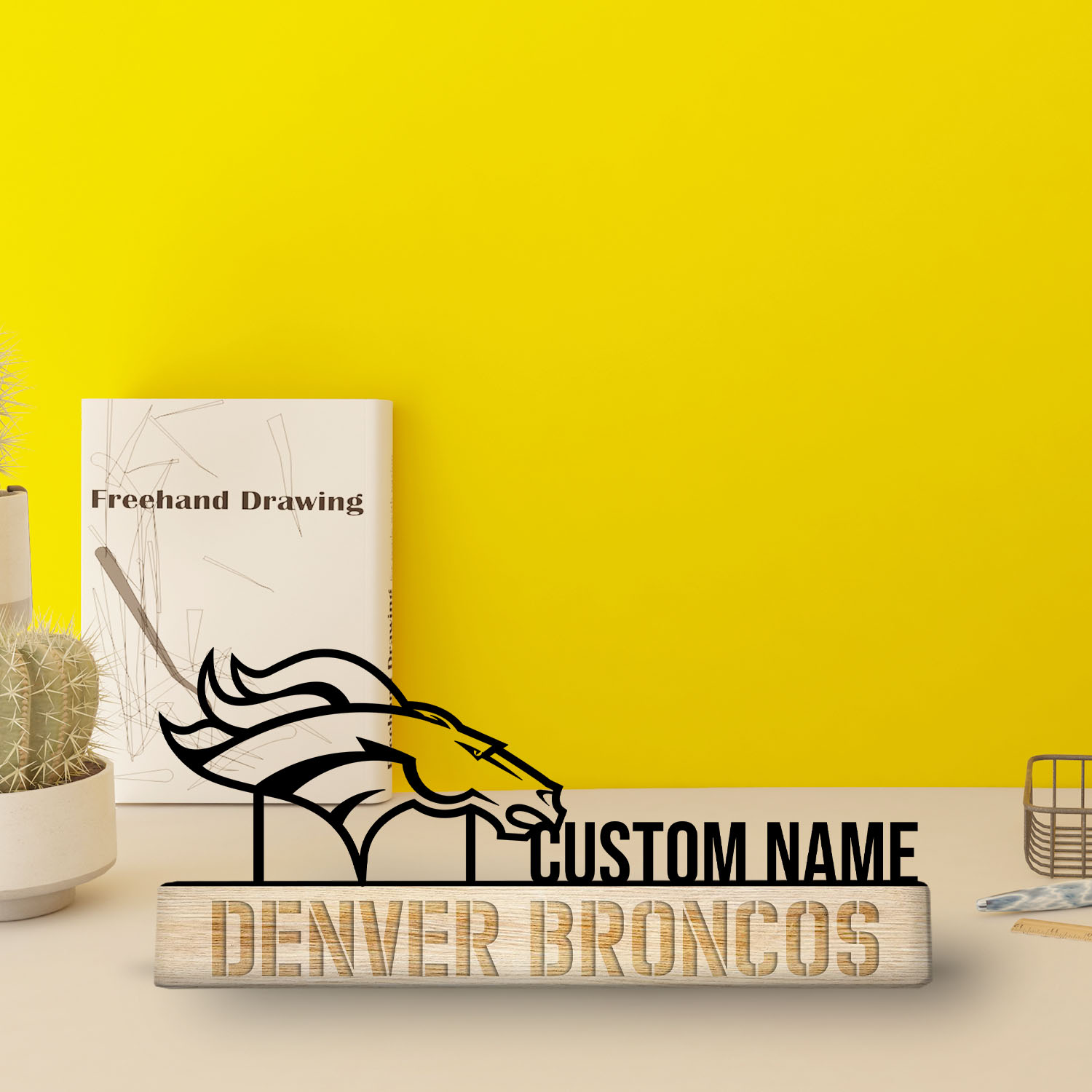 Custom NFL Denver Broncos Wooden Nameplate - LYNSERIES.COM