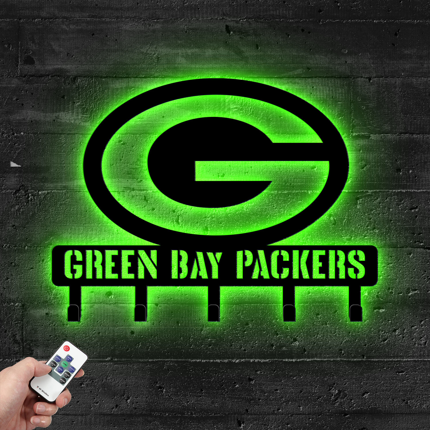 Green Bay Packers Metal Key Holder LED Light NFL Fan Home Decor ...