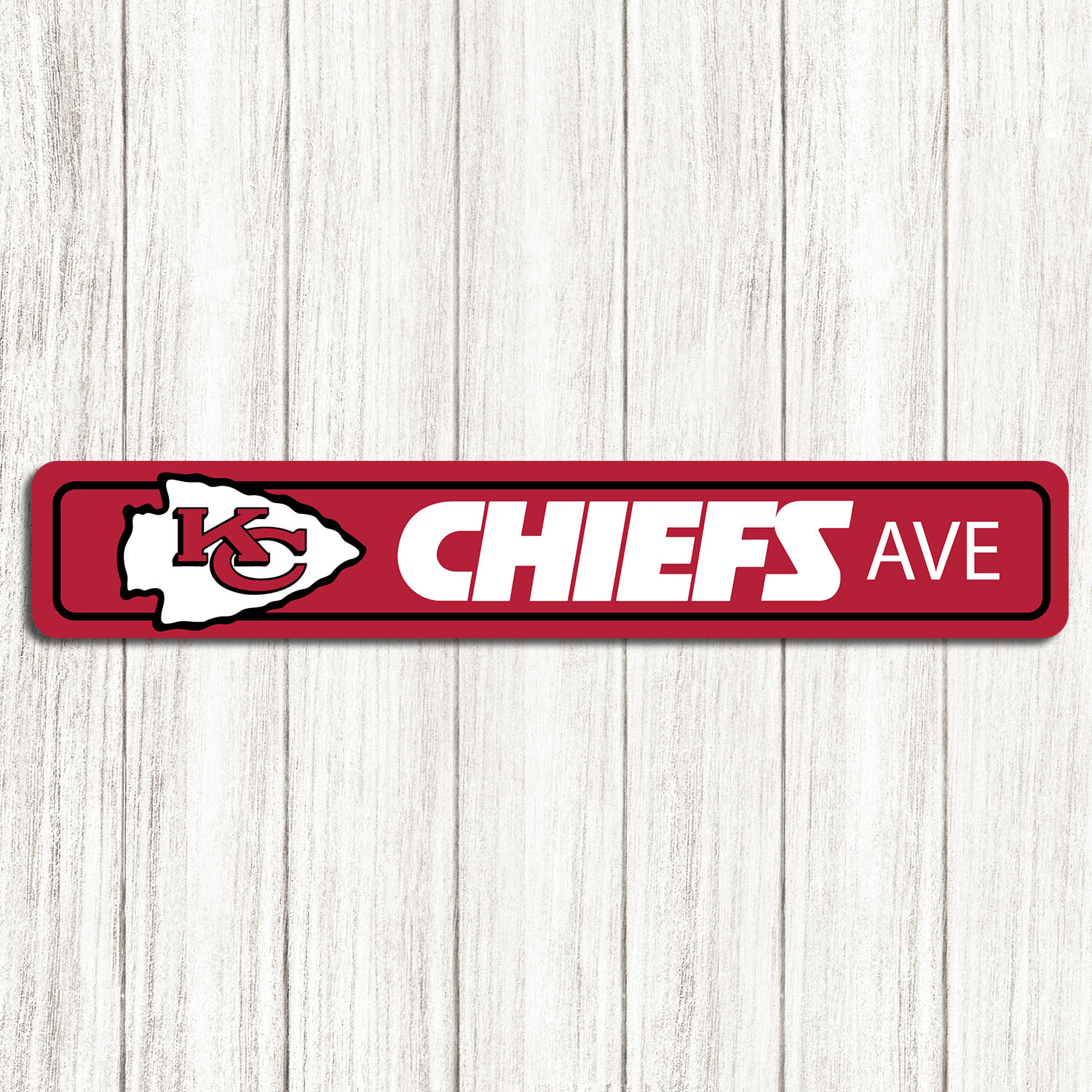 Kansas City Chiefs Metal Printed Ave Sign NFL Color 01 - LYNSERIES.COM