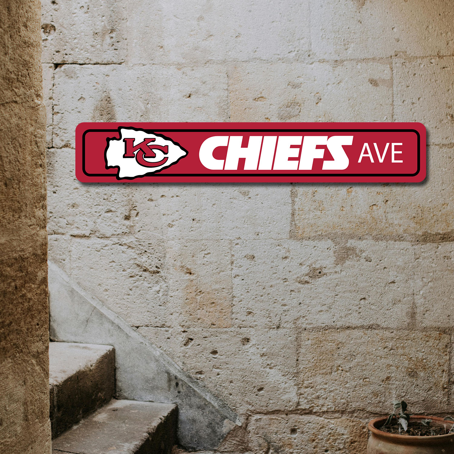 Kansas City Chiefs Metal Printed Ave Sign NFL Color 01 - LYNSERIES.COM
