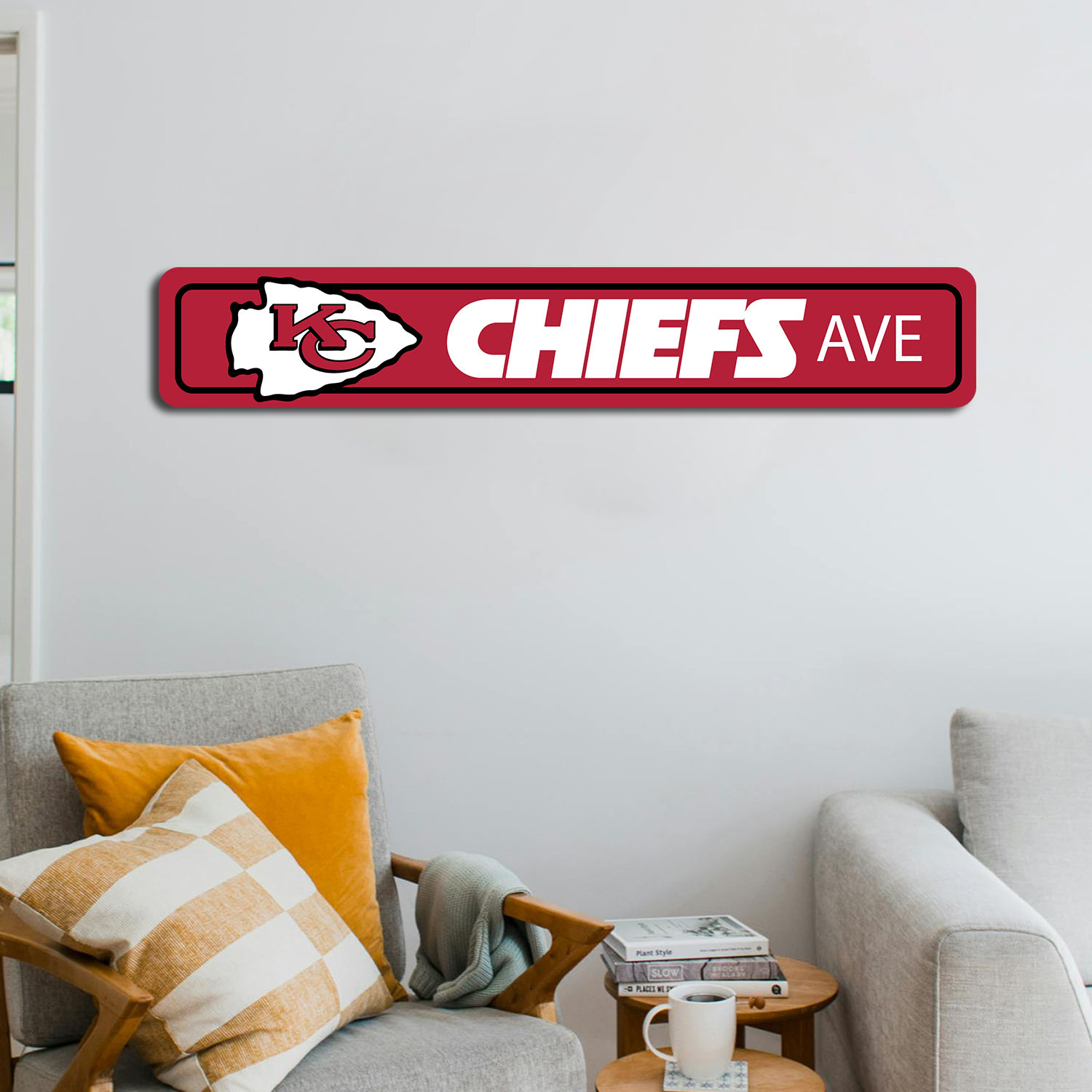 Kansas City Chiefs Metal Printed Ave Sign NFL Color 01 - LYNSERIES.COM