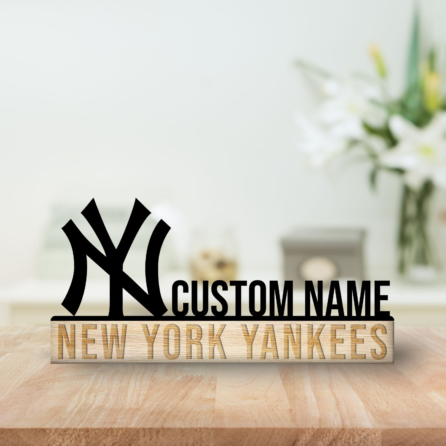 Custom MLB New York Yankees Wooden Nameplate - LYNSERIES.COM