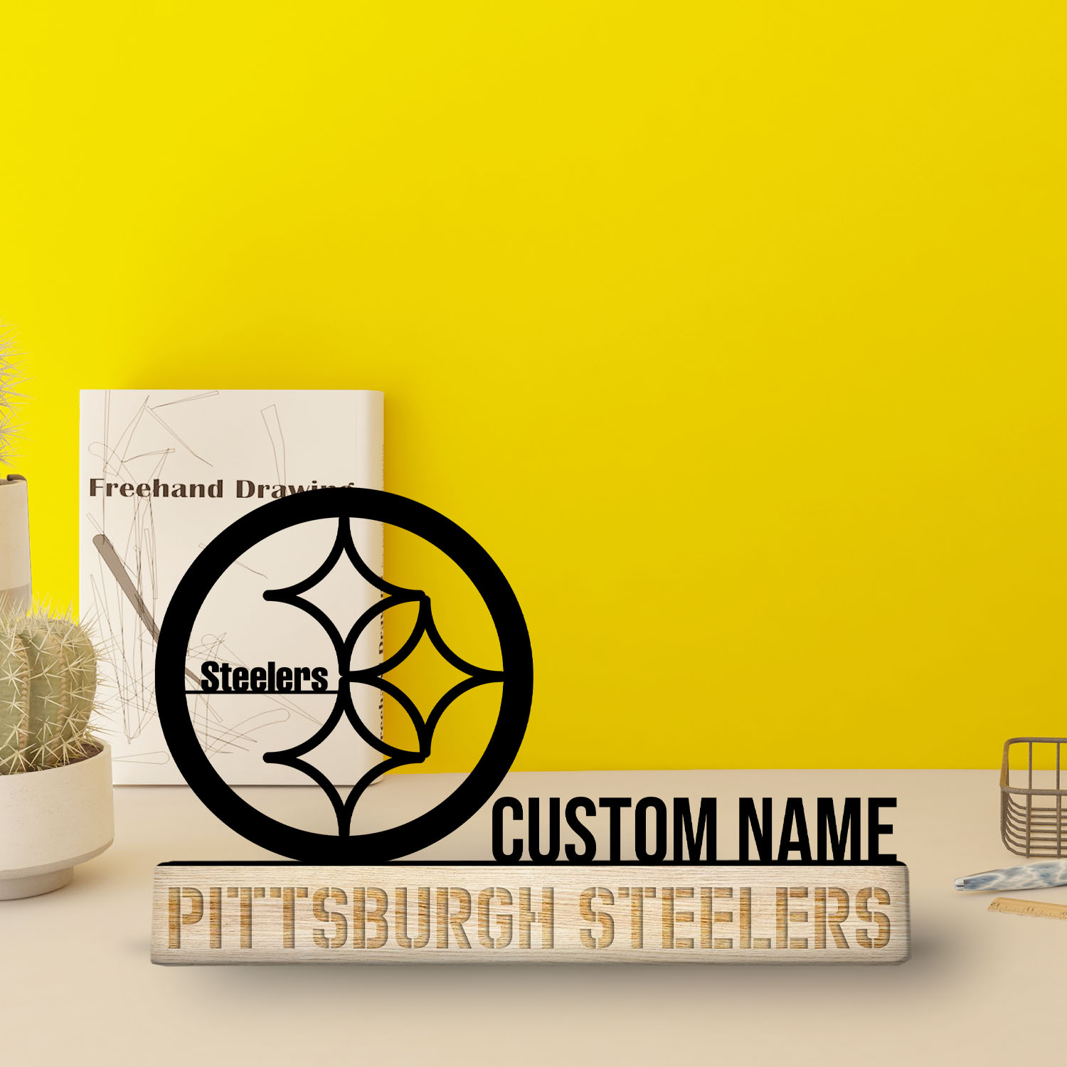 Custom NFL Pittsburgh Steelers Wooden Nameplate - LYNSERIES.COM